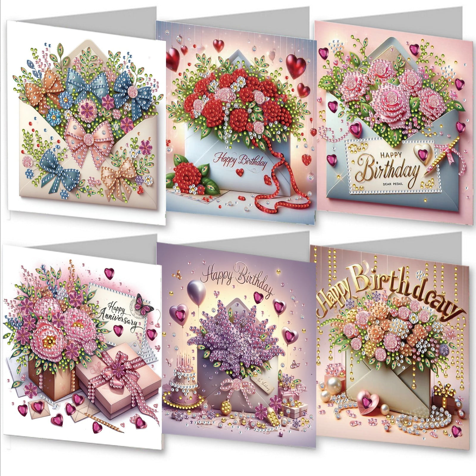 Elegant Decor 6Pcs DIY Greeting Card Diamond Art Painting Creative ...