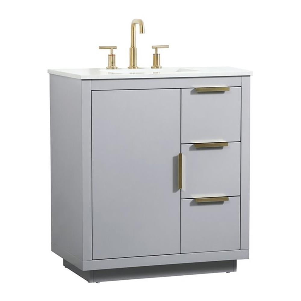 Elegant Decor Blake 30" Gray Single Bathroom Vanity, Aluminum Alloy MDF ...
