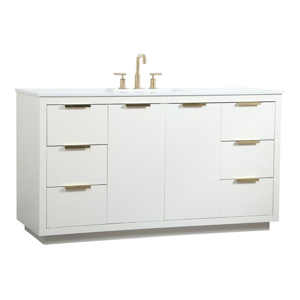 "Elegant Decor Blake Modern 60"" White Single Bathroom Vanity with ...