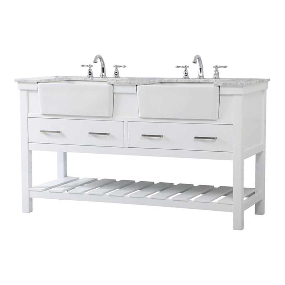 Elegant Decor Clement 60" Aluminum MDF Double Bathroom Vanity in White ...