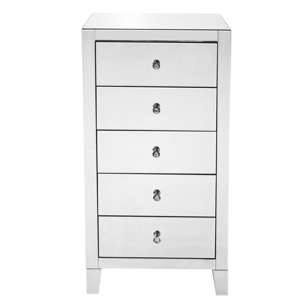 Elegant Decor Contempo 5 Drawer Contemporary Clear MIrrored Chest ...