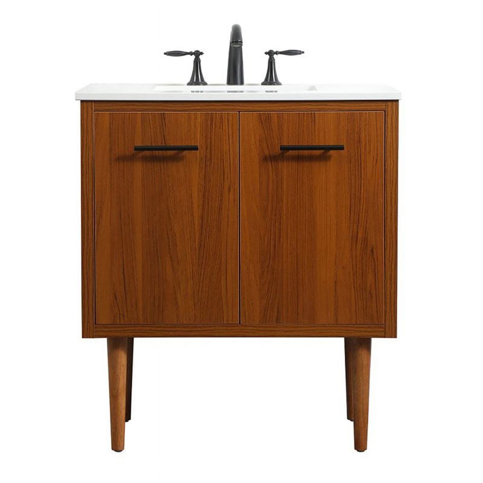 Elegant Decor Cyrus 30" Aluminum MDF Single Bathroom Vanity in Teak ...