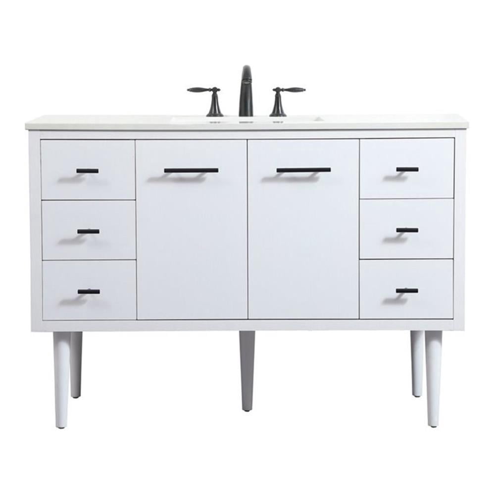 Elegant Decor Cyrus 48" Aluminum MDF Single Bathroom Vanity in White ...
