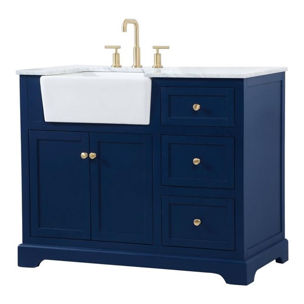 Elegant Decor Franklin 42" Aluminum MDF Single Bathroom Vanity in Blue ...