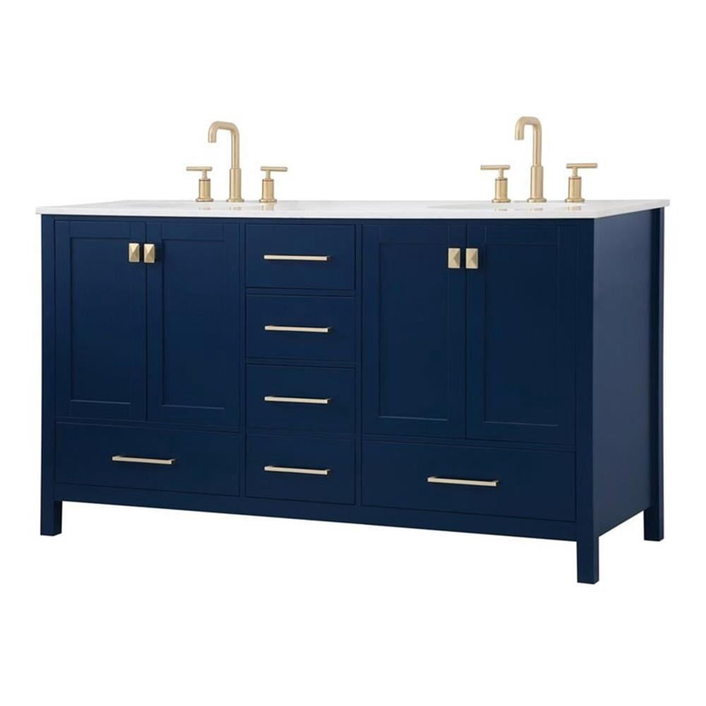 Elegant Decor Irene 60" Solid Wood and Stone Double Bathroom Vanity in ...