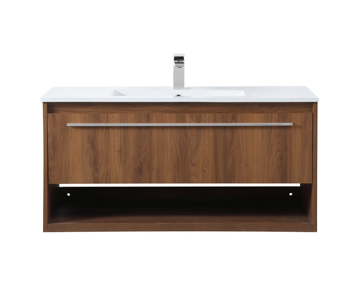 Fine Fixture Hamilton Bathroom Vanity and Sink, 36 Inch Walnut - ADA ...