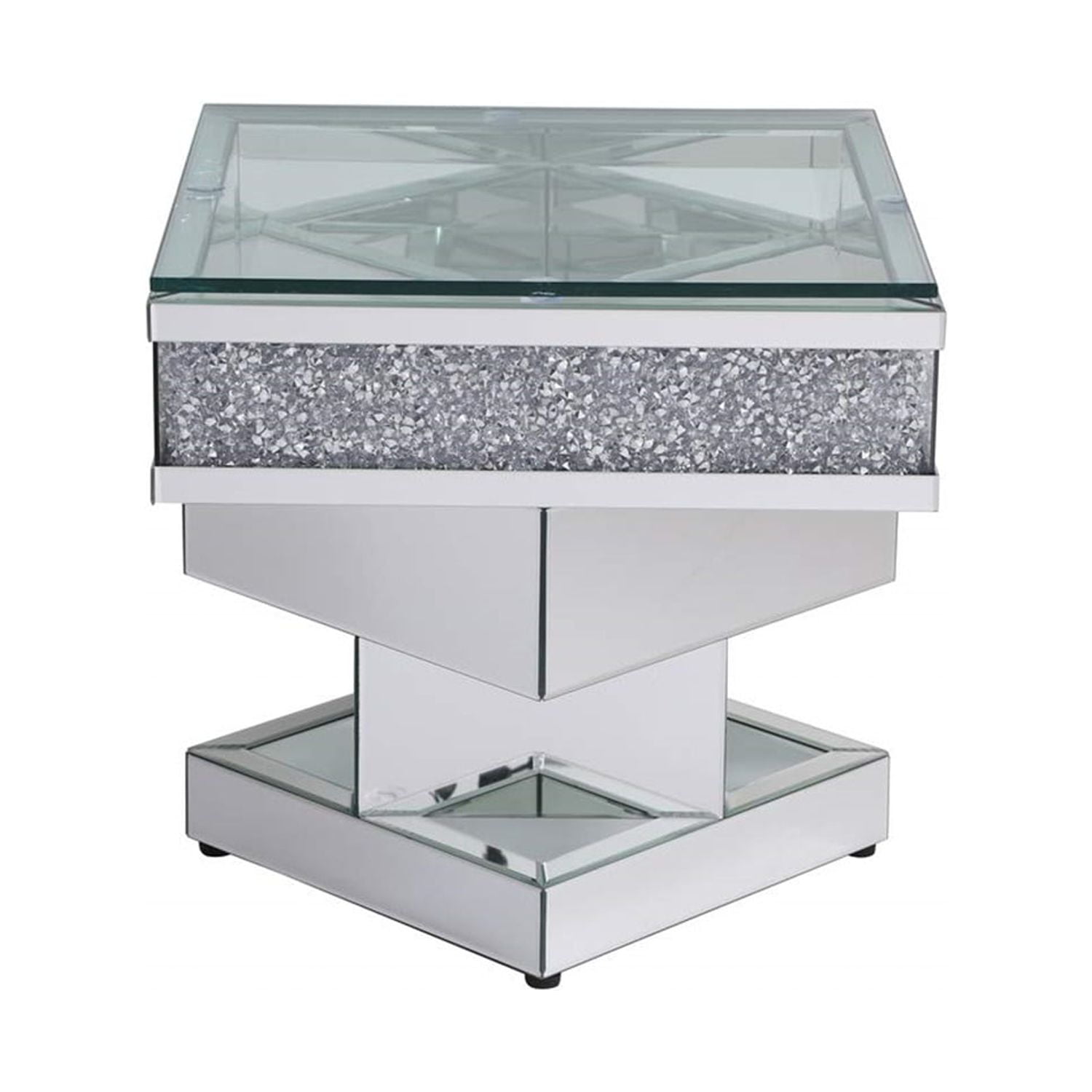 Elegant Decor MF92042 24 in. Modern Crystal Mirrored End Table ...