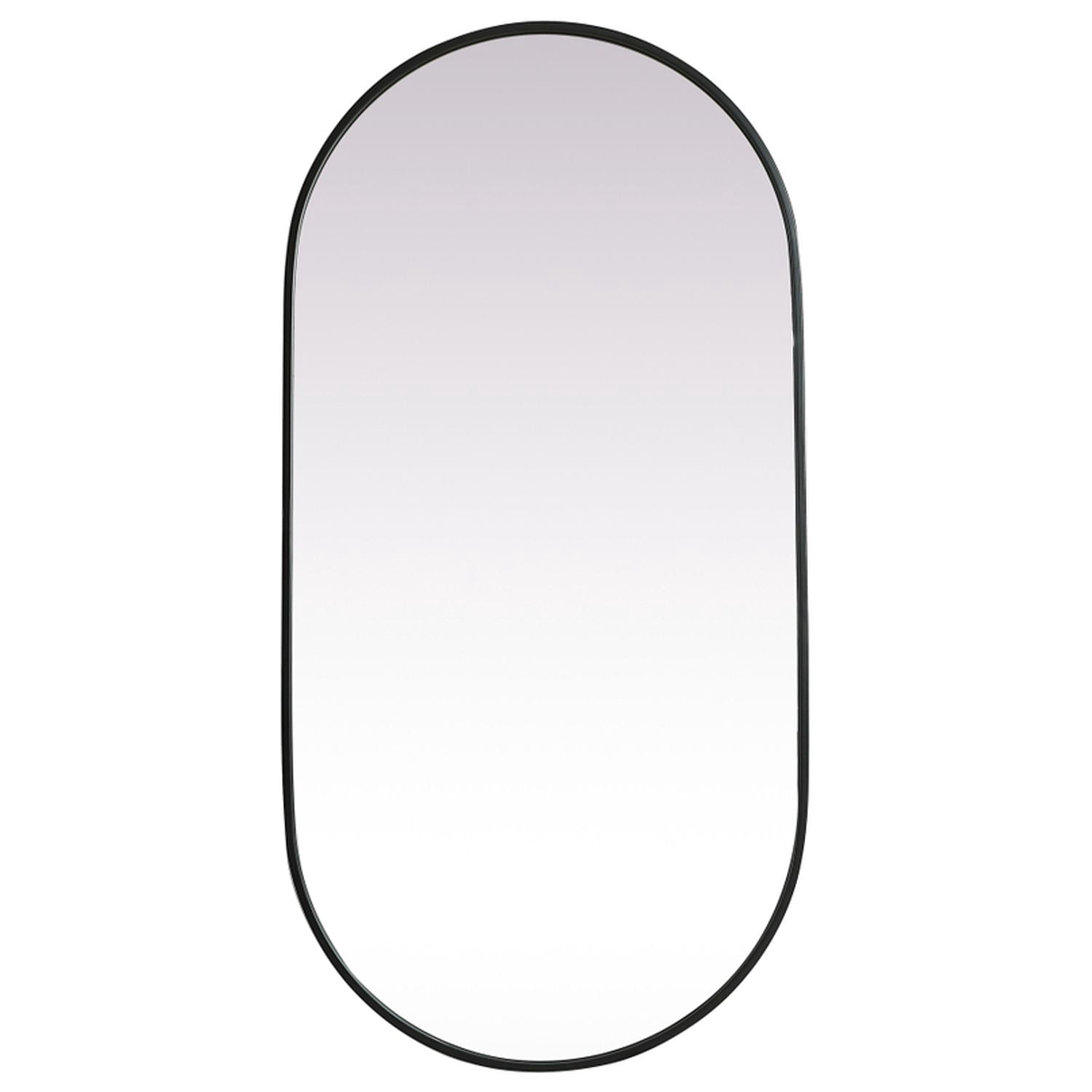 Metal Frame Oval Mirror 24x48 Inch in Black - Walmart.com