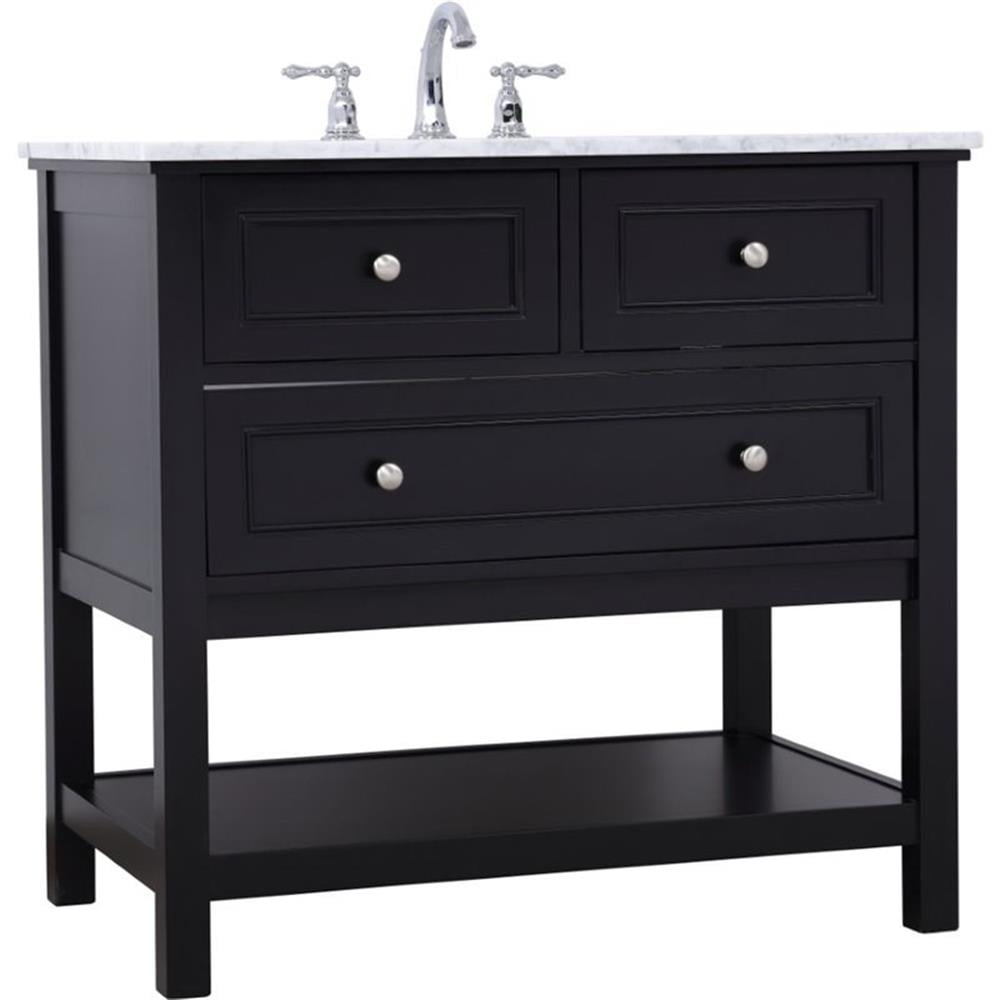 Elegant Decor Metropolis 36" Single Marble Top Bathroom Vanity in Black ...