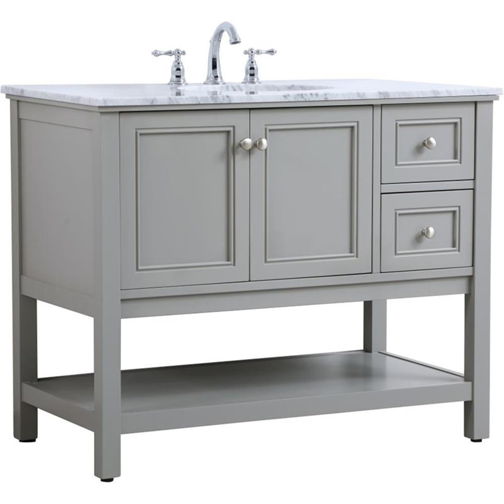 Elegant Decor Metropolis 42" Single Marble Top Bathroom Vanity in Gray ...