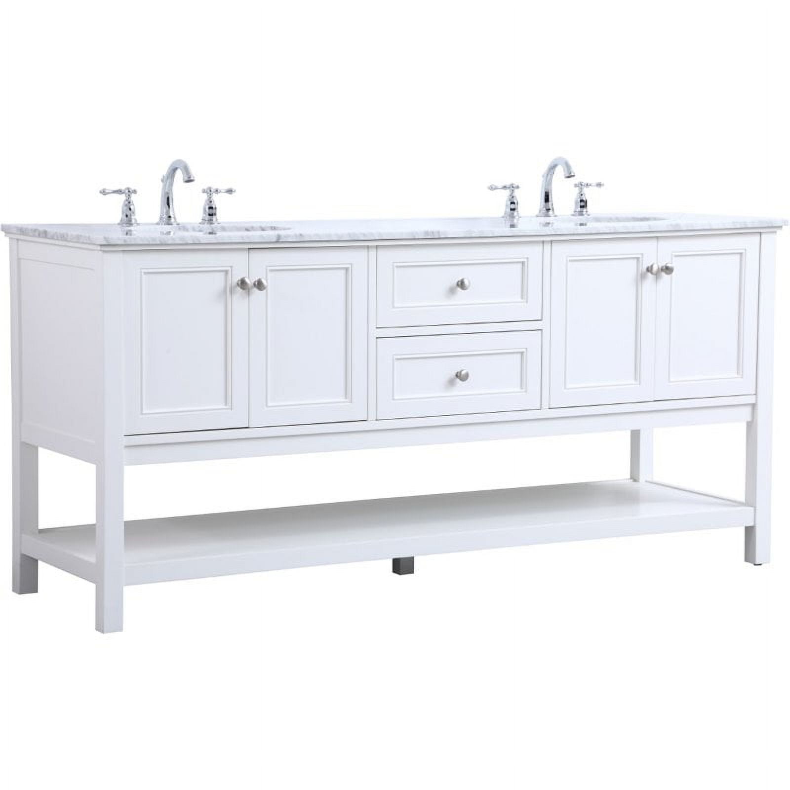 Elegant Decor Metropolis 72" Double Sink Marble Top Bathroom Vanity in ...
