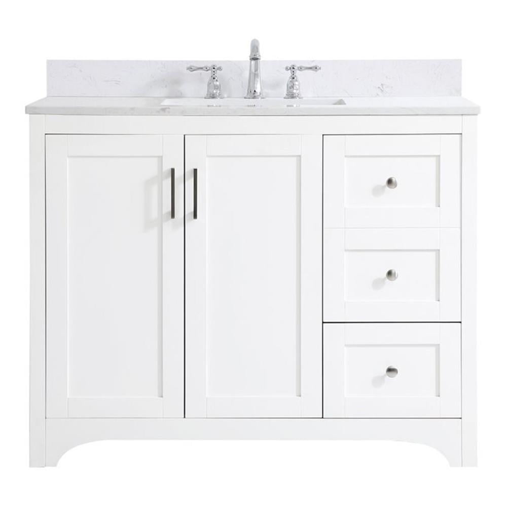42 inch Single Bathroom Vanity in White with Backsplash - Walmart.com
