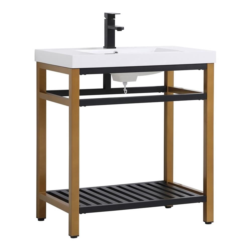 Elegant Decor Modern Interior Raya 30" Single Resin Top Metal Bathroom ...