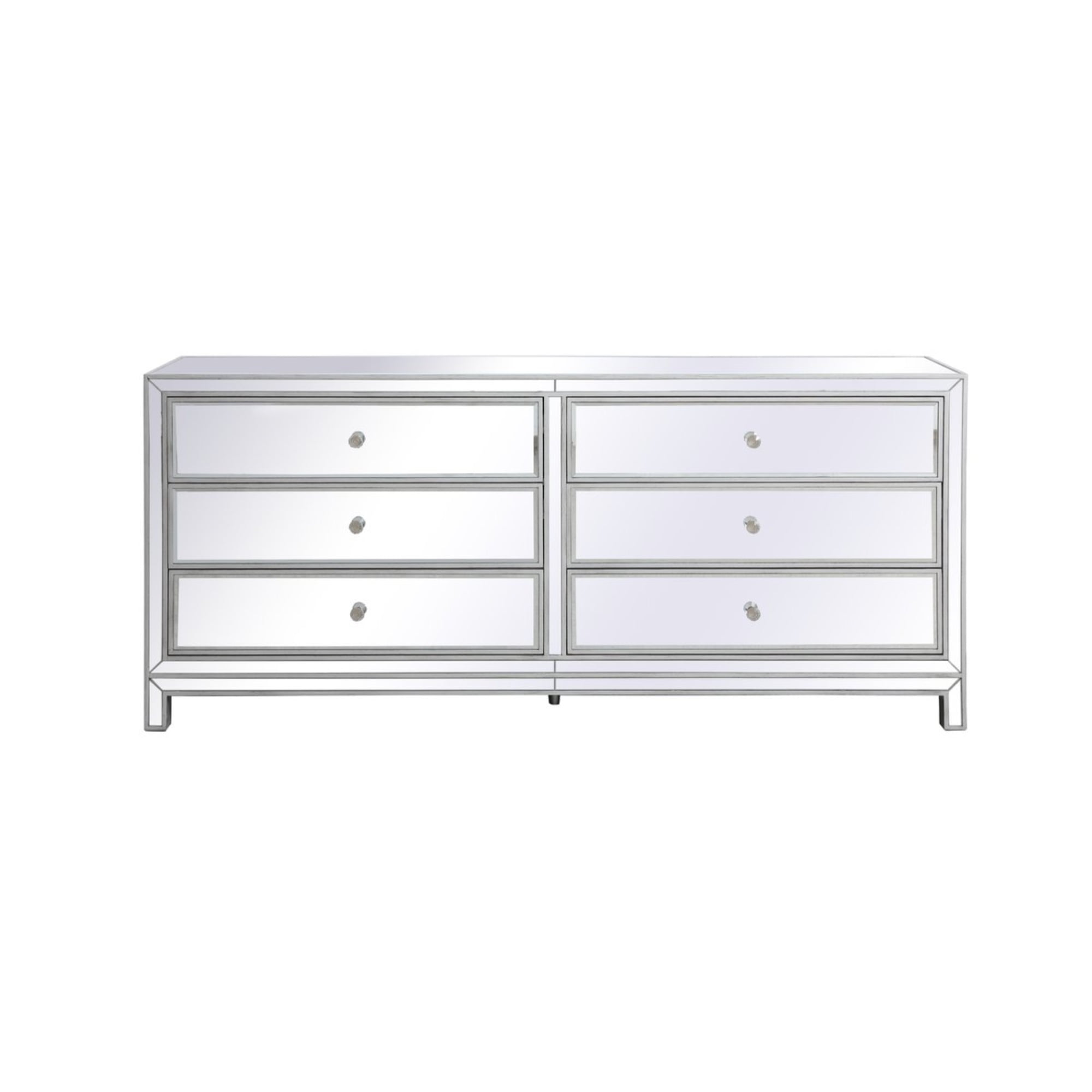 Elegant Decor Reflexion 72" Metal and MDF Mirrored Six-Drawer Dresser ...