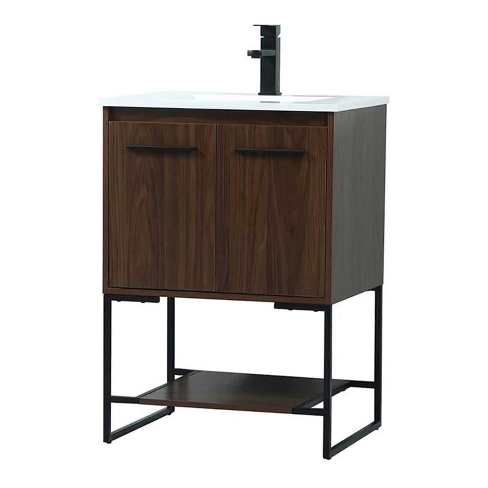 24 inch single bathroom vanity in walnut - Walmart.com