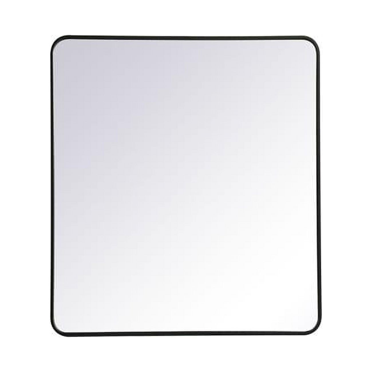 Elegant Decor 36 x 40 in. Soft Corner Metal Rectangular Mirror, Black ...
