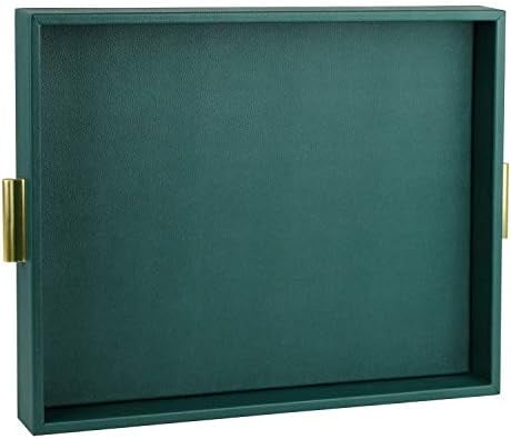 Elegant Decorative Serving Tray, 20"x20" Square Faux Leather Ottoman ...