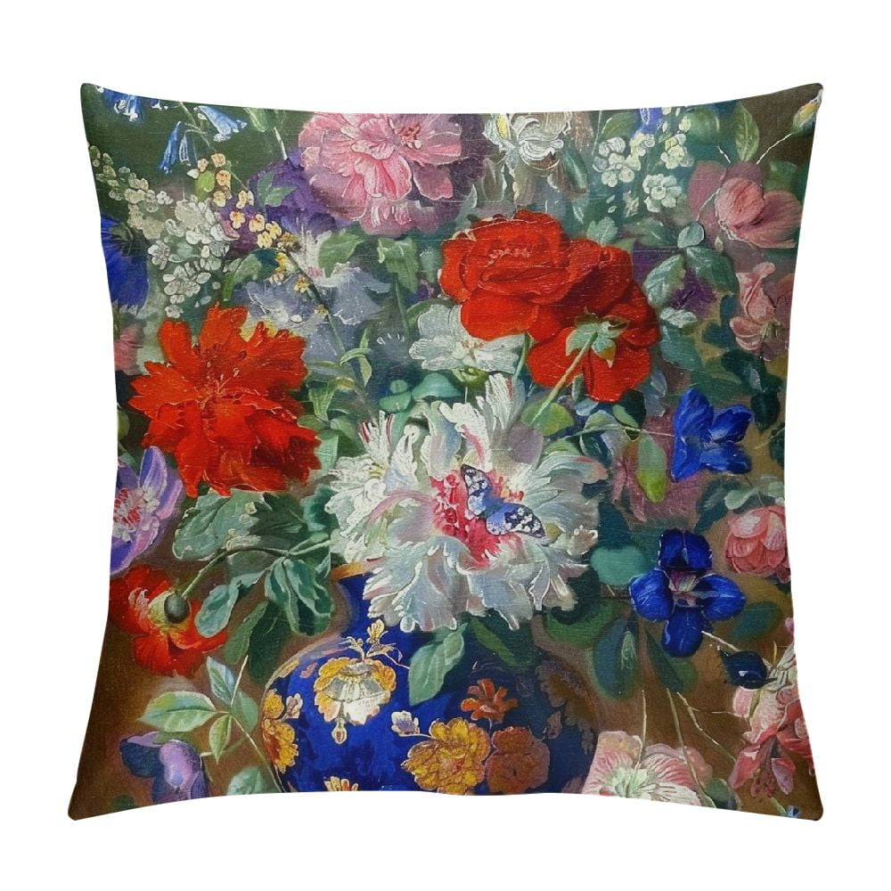 Elegant Decorative Velvet Floral Pillow Cover Double Sides Flower ...