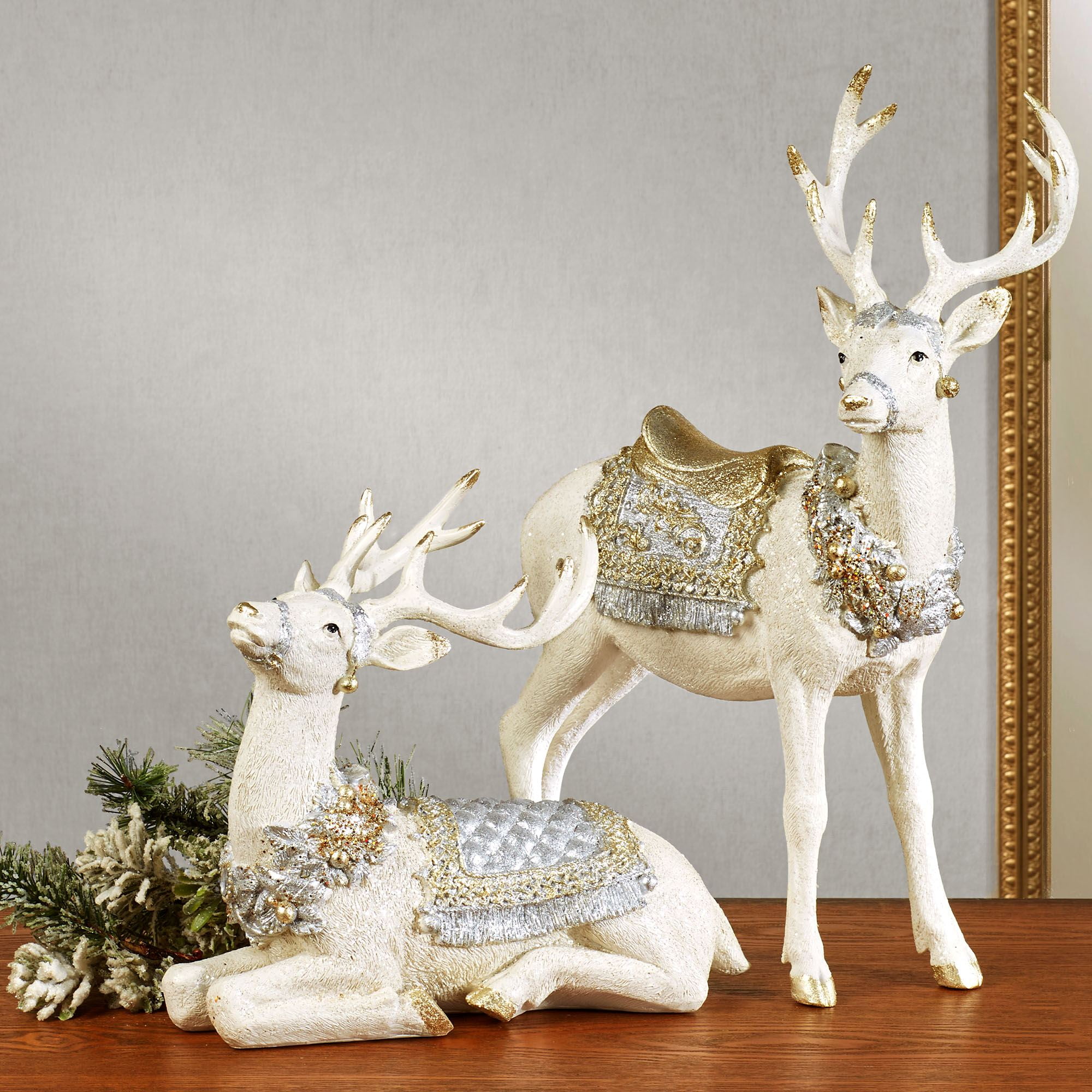 Elegant Deer Table Sculptures Off White Set of Two 2 - Walmart.com