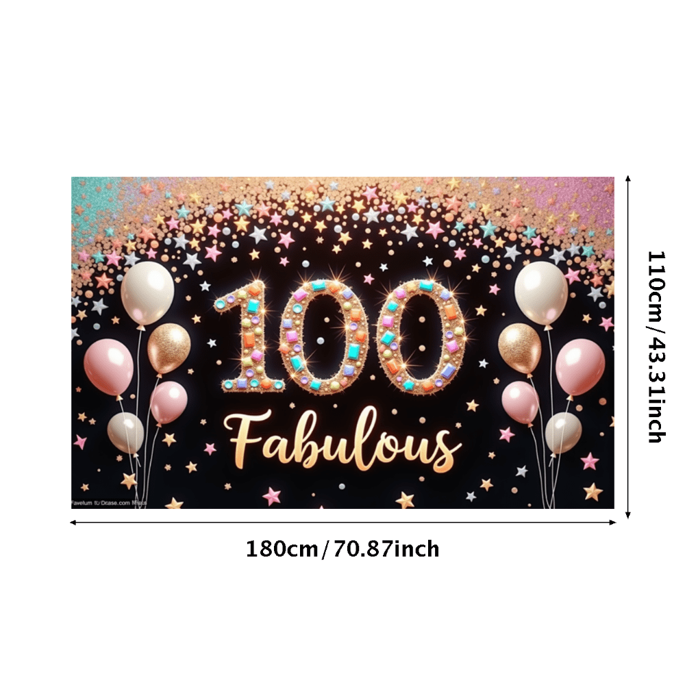 Elegant Design 100th Birthday Banner Colorful Gemstones Fabulous ...