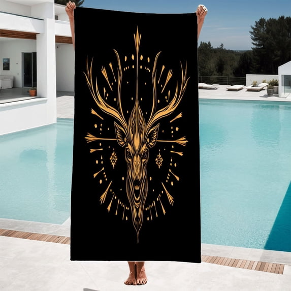 Elegant Design Beach Towel - Intricate Patterns & Golden Lines Perfect ...