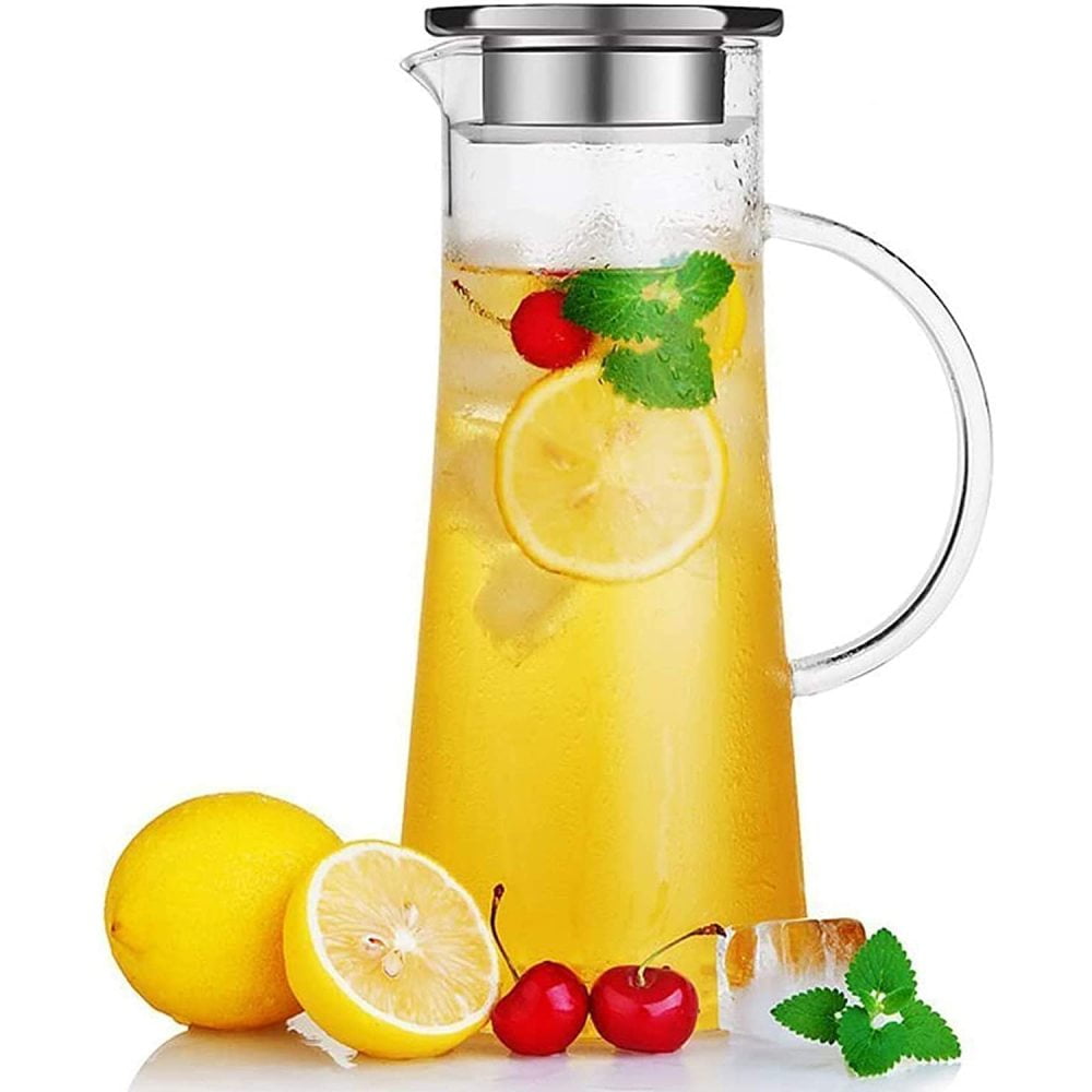Elegant Design Glass Pitcher with Lid, Thermo-resistant Pour & Filter ...
