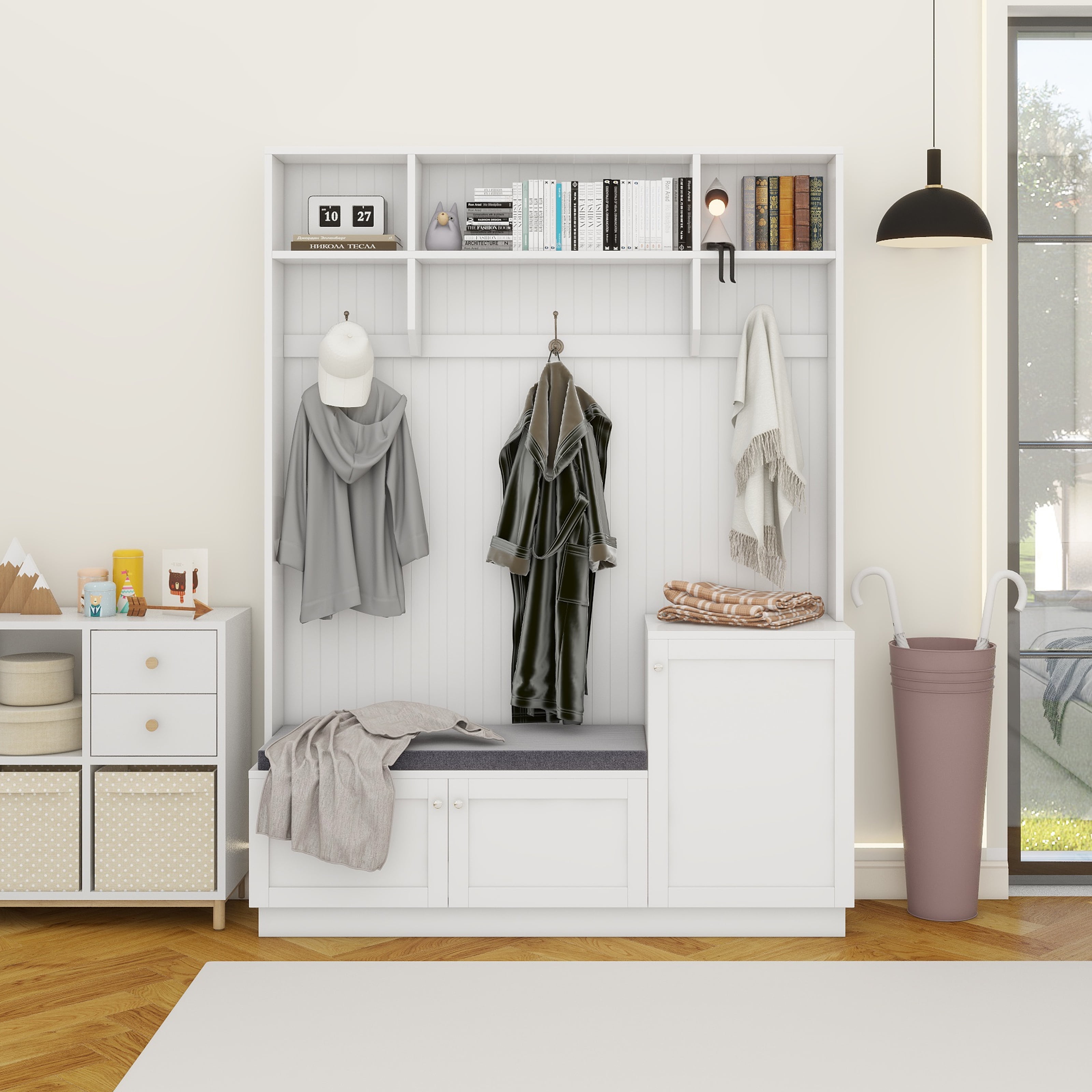 Elegant Design Hall Tree with Comfort and Storage Solutions, Functional ...