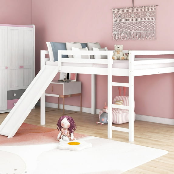Elegant Design Loft Bed, Solid Pine and MDF Material - Enhance Bedroom ...