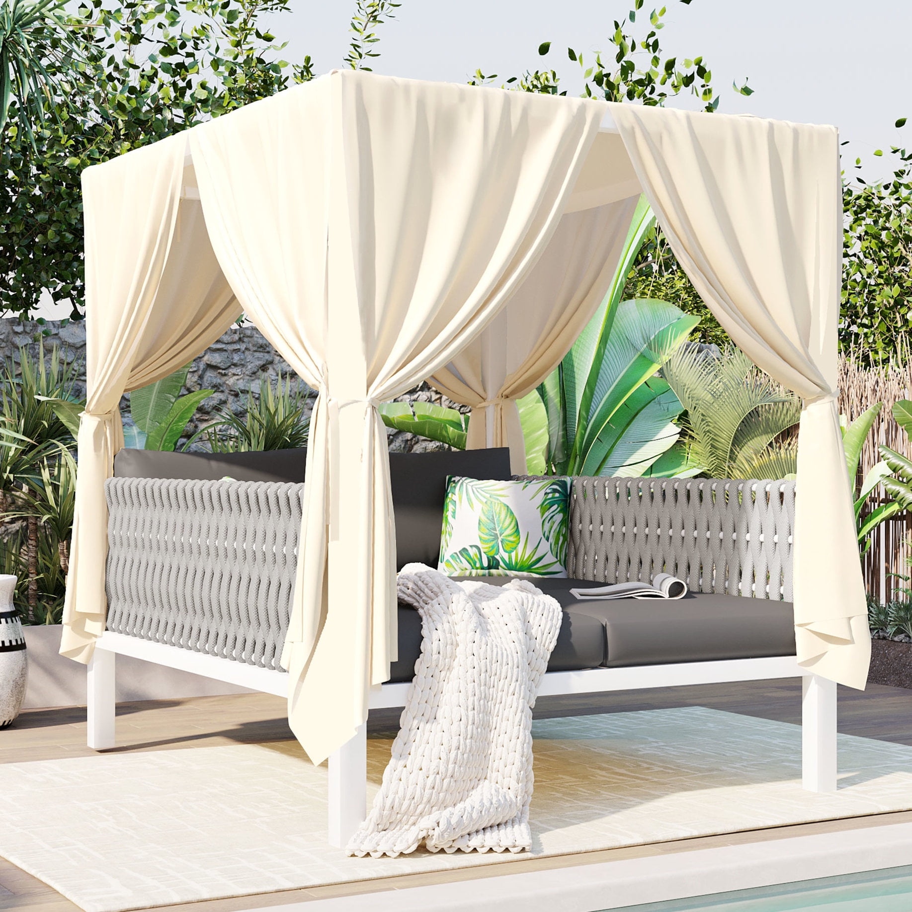 Elegant Design Outdoor Sunbed with Canopy - Beautify Patio, Relaxing ...