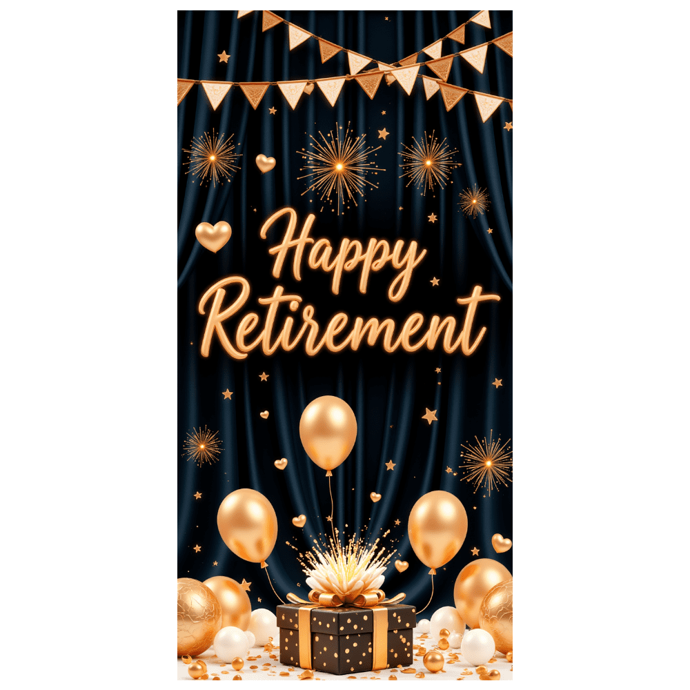 Elegant Design Retirement Banner Gold Theme Party Decoration Happy ...