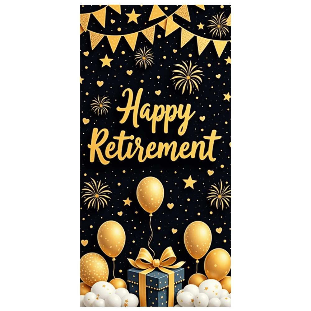 Elegant Design Retirement Banner Gold Theme Party Decoration Happy ...