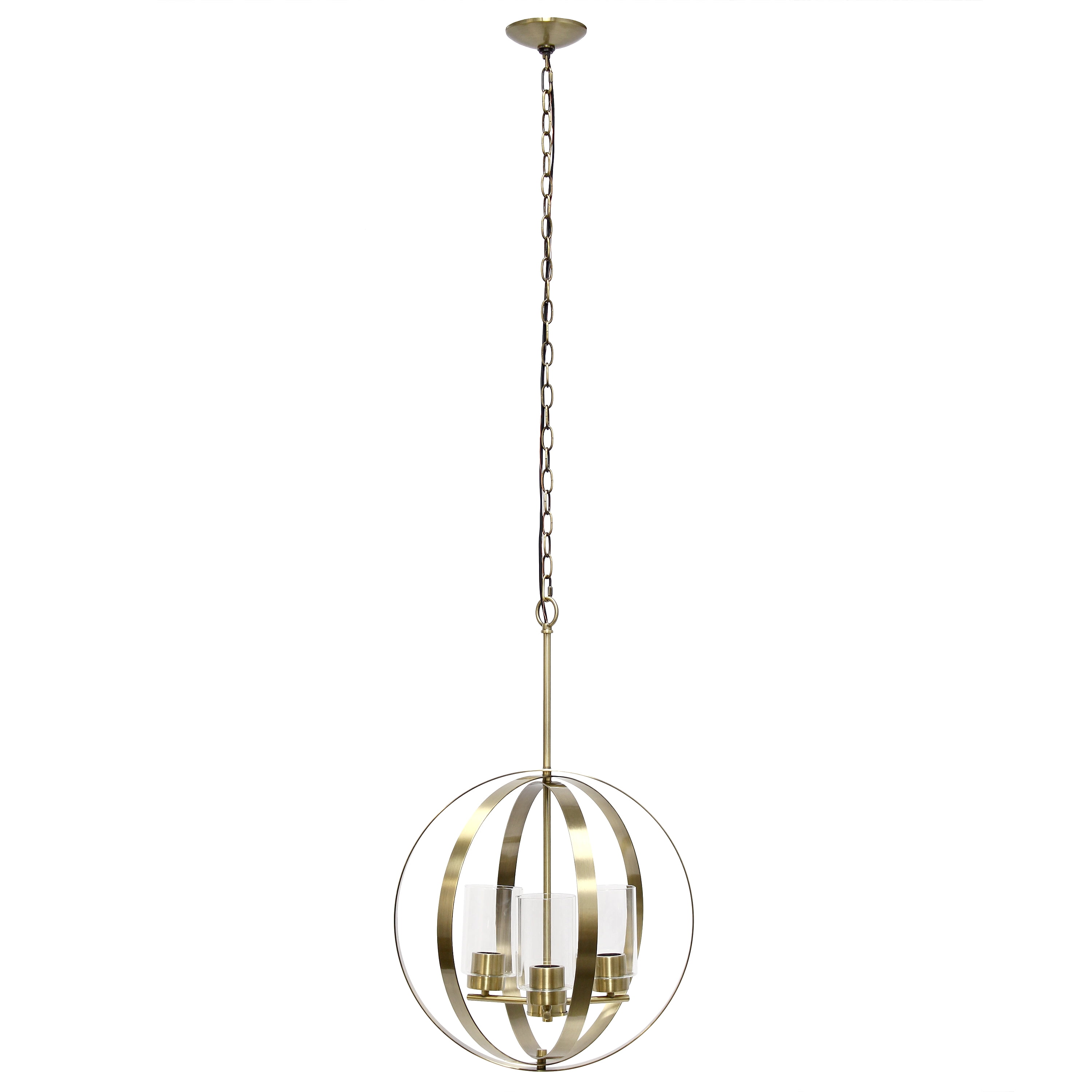Elegant Designs 18" Modern Orb Adjustable 3-Light Metal and Clear Glass ...