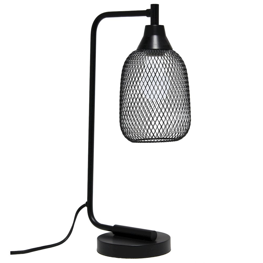 Elegant Designs 19" Industrial Mesh Wire Desk Lamp with LED Bulb, Matte ...