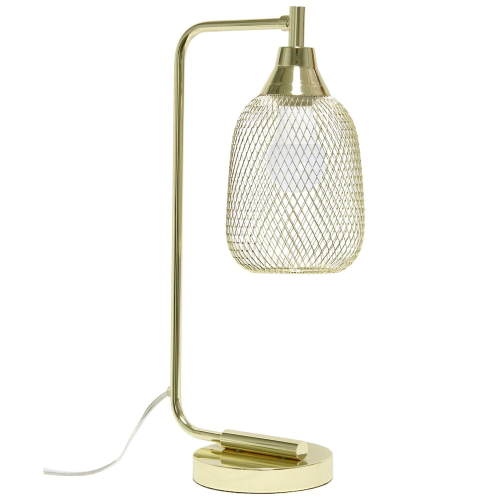 Elegant Designs 19" Industrial Mesh Wire Desk Lamp with LED Bulb, Gold ...