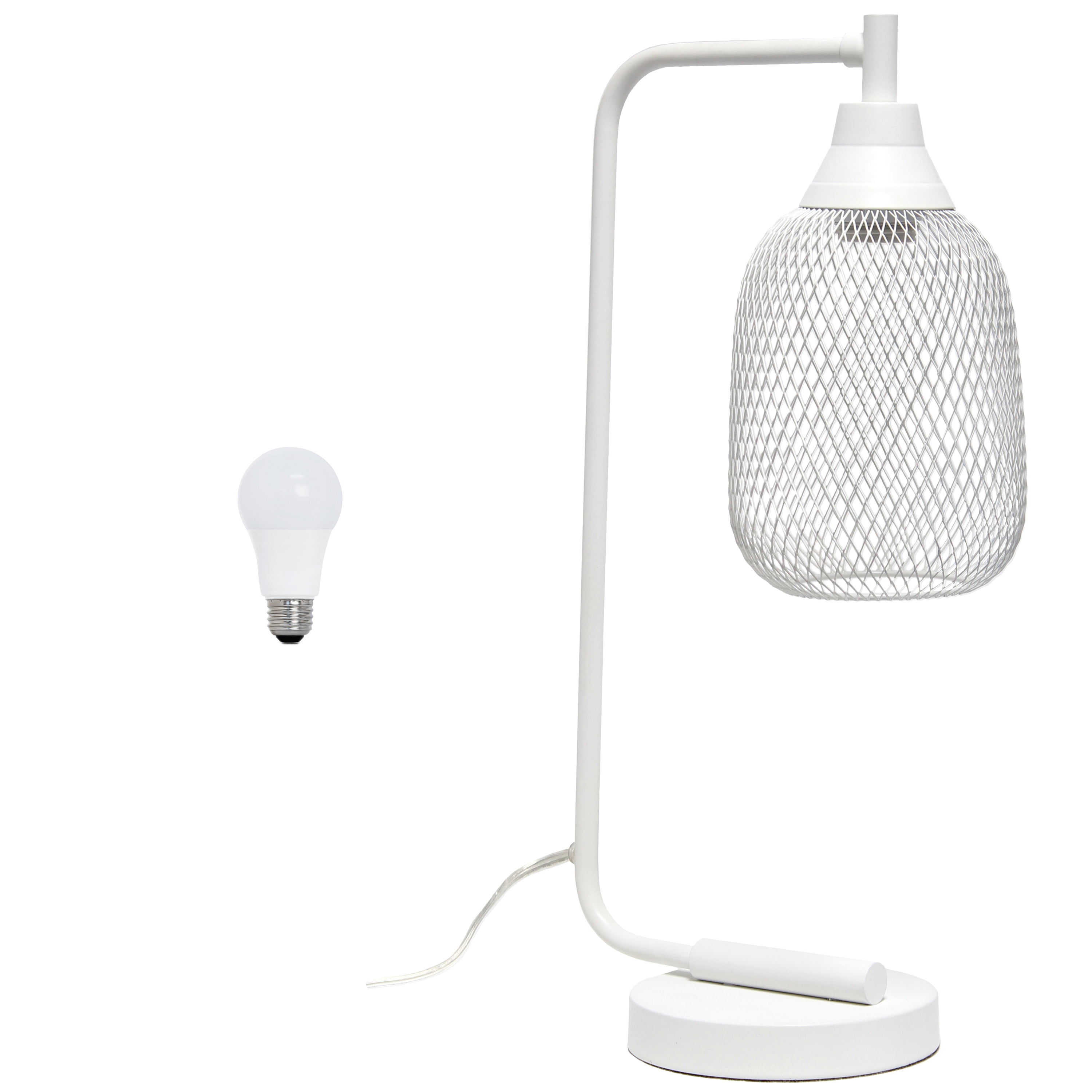 Elegant Designs 19" Industrial Mesh Wire Desk Lamp with LED Bulb, Matte ...