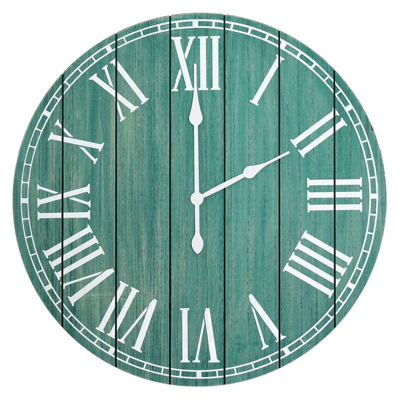 Elegant Designs 23" Large Wood Plank Coastal Rustic Wall Clock, Dark ...