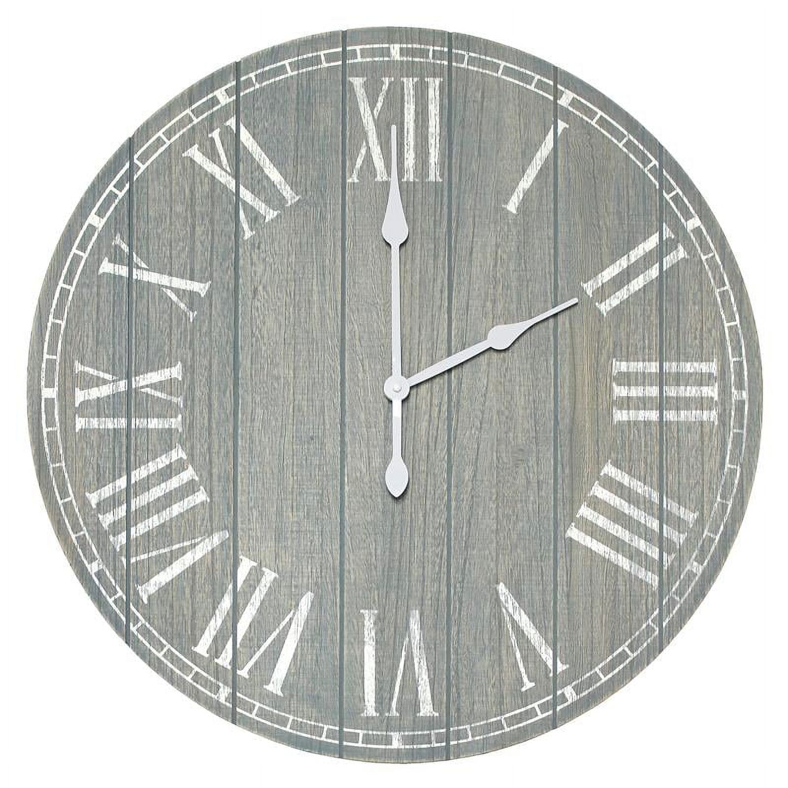 Elegant Designs 23" Large Wood Plank Coastal Rustic Wall Clock, Dark ...