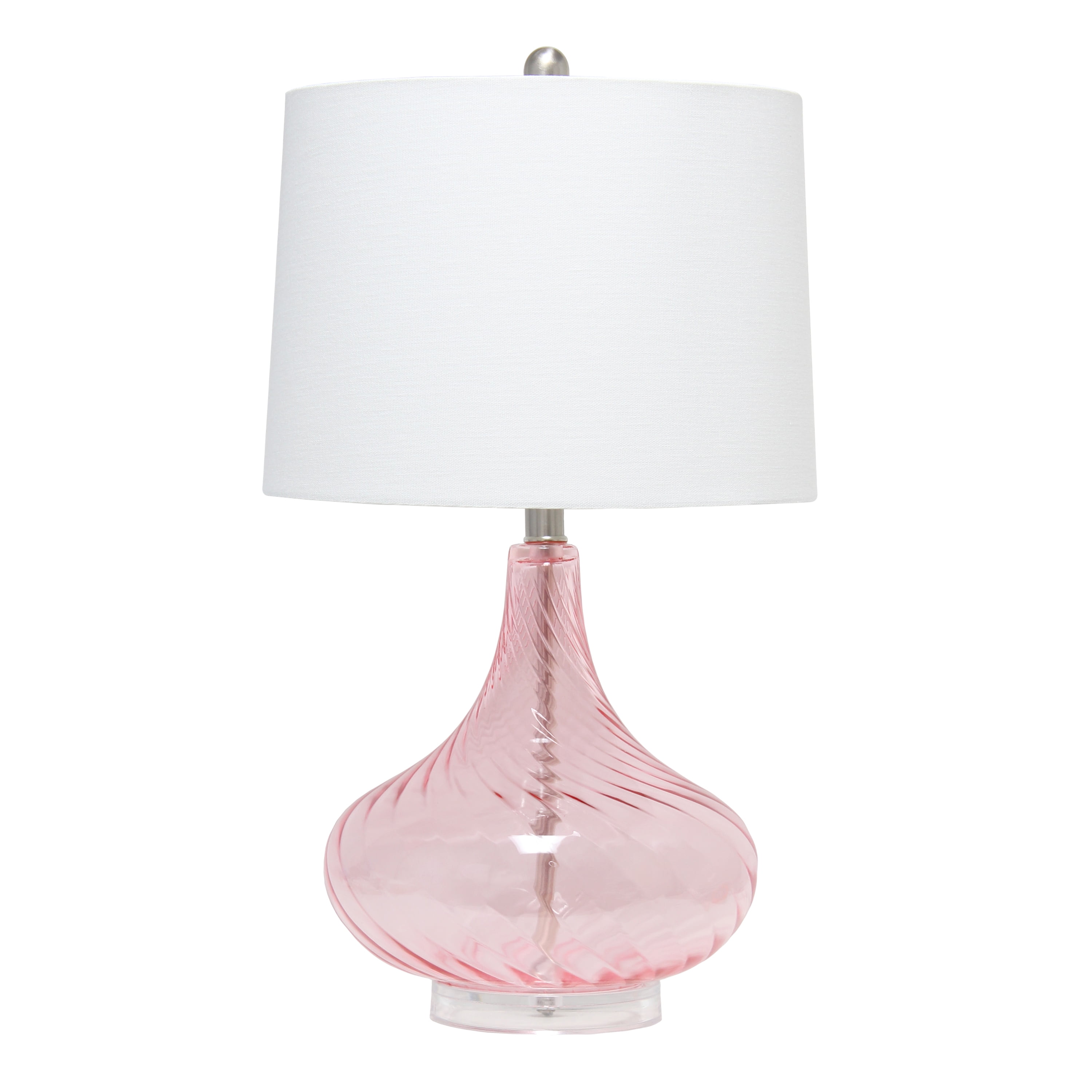 Elegant Designs 24" Modern Rippled Colored Glass Table Lamp - Pink ...
