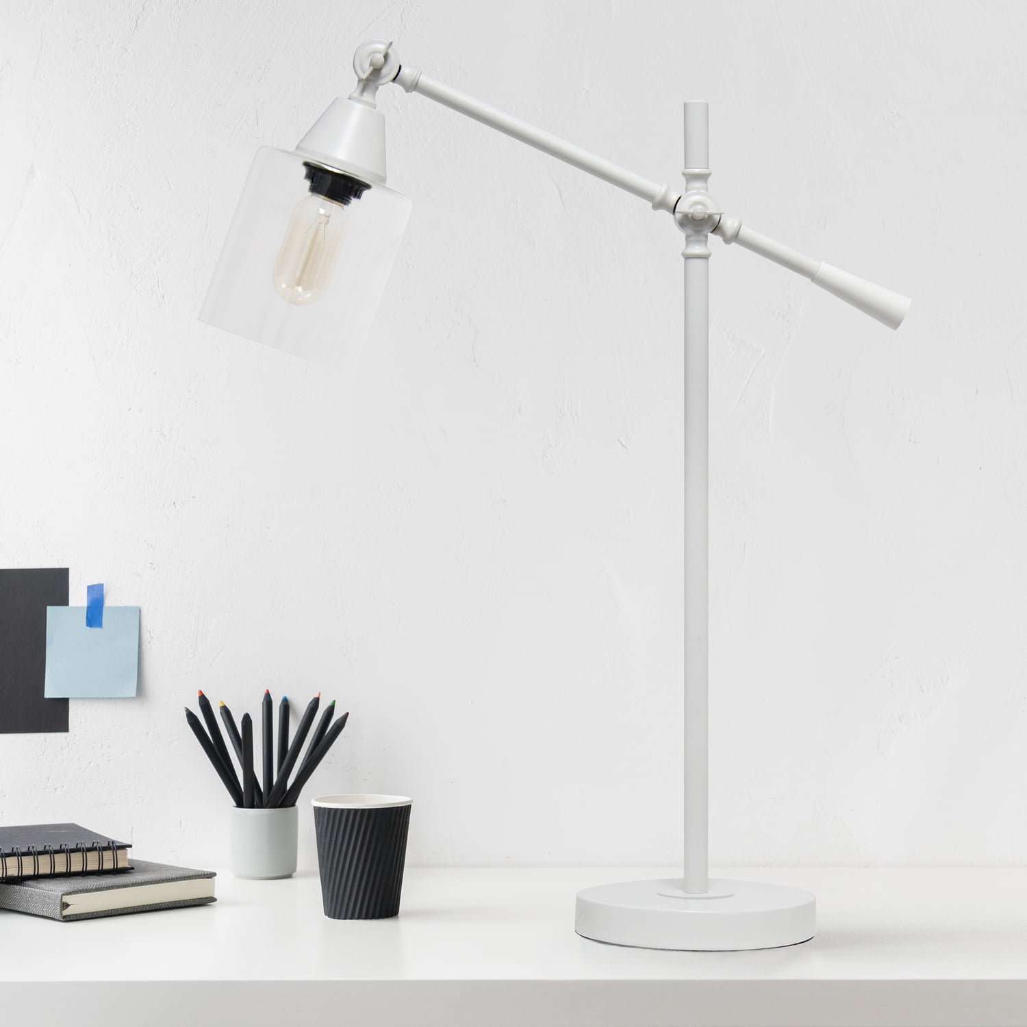 Elegant Designs 28" Rustic Industrial Tilt & Turn Desk Lamp with Clear ...