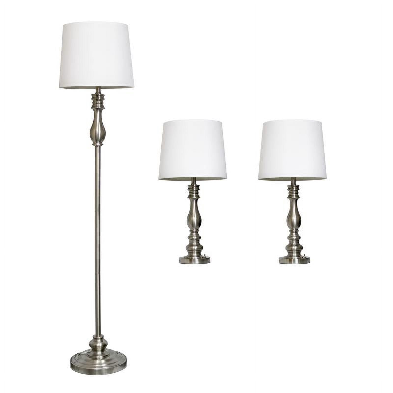 Elegant Designs 3-Pack Brushed Steel Lamp Set (2 Piece 27