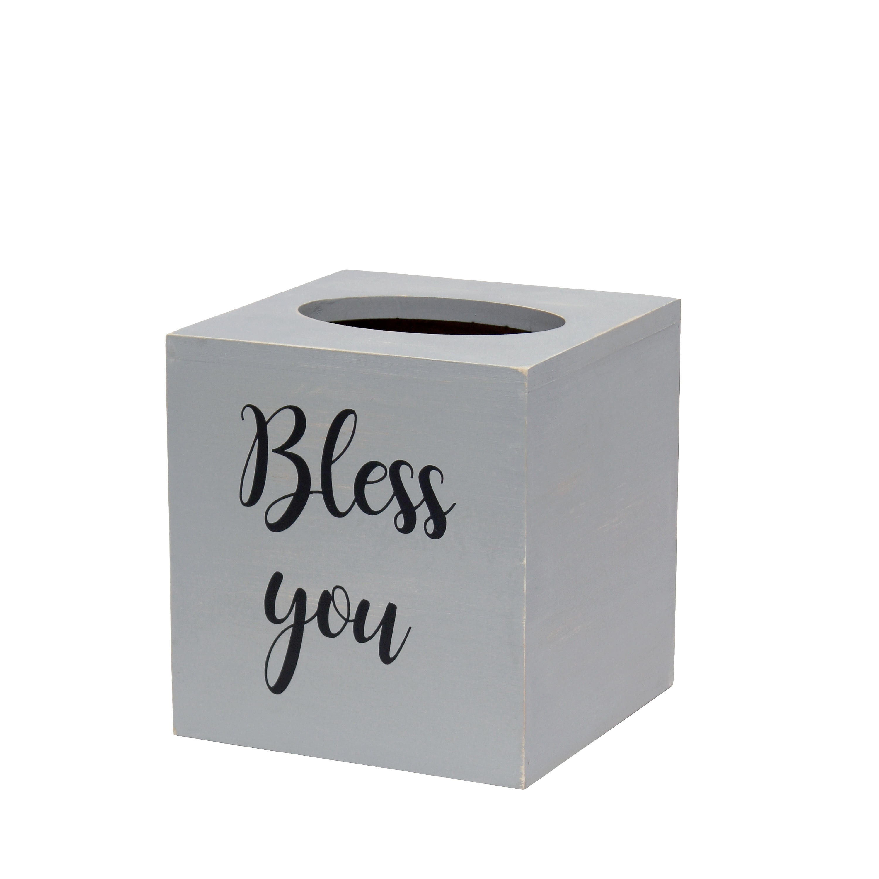Elegant Designs 5.5" Decorix Farmhouse Square Wooden Decorative "Bless ...