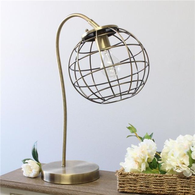 Elegant Designs Caged In Metal Table Lamp, Antique Brass - Walmart.com