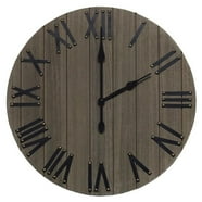 Oversized Rustic Wall Clock, Battery Operated, Roman Numerals, Brown ...
