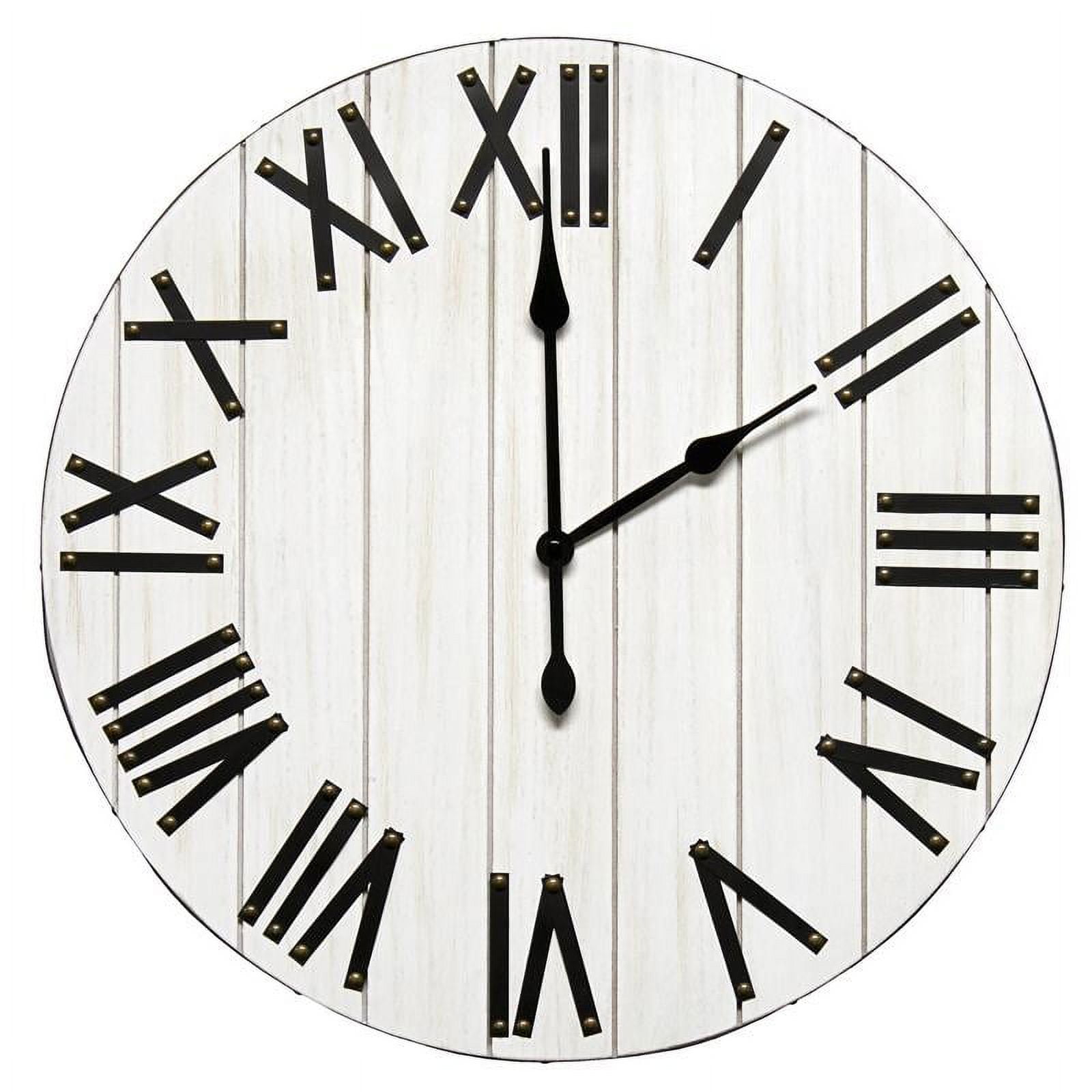 Elegant Designs Handsome 21" Rustic Farmhouse Wood Wall Clock White ...