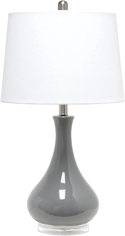 Elegant Designs LT3312-GRY Ceramic Genie Tear Drop Shaped Glossy Table ...