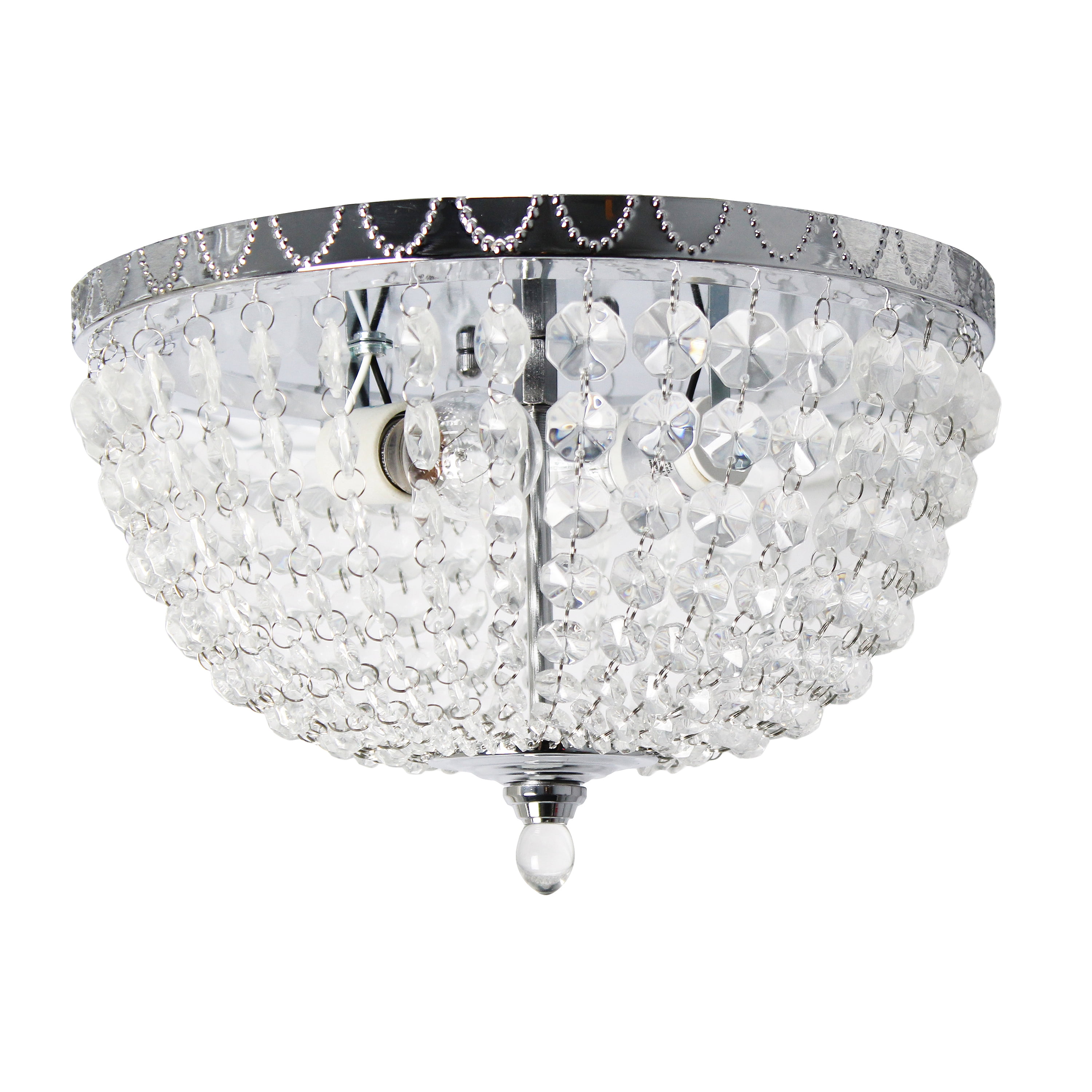 Elegant Designs Victoria Crystal Rain Drop Ceiling Light Flushmount ...