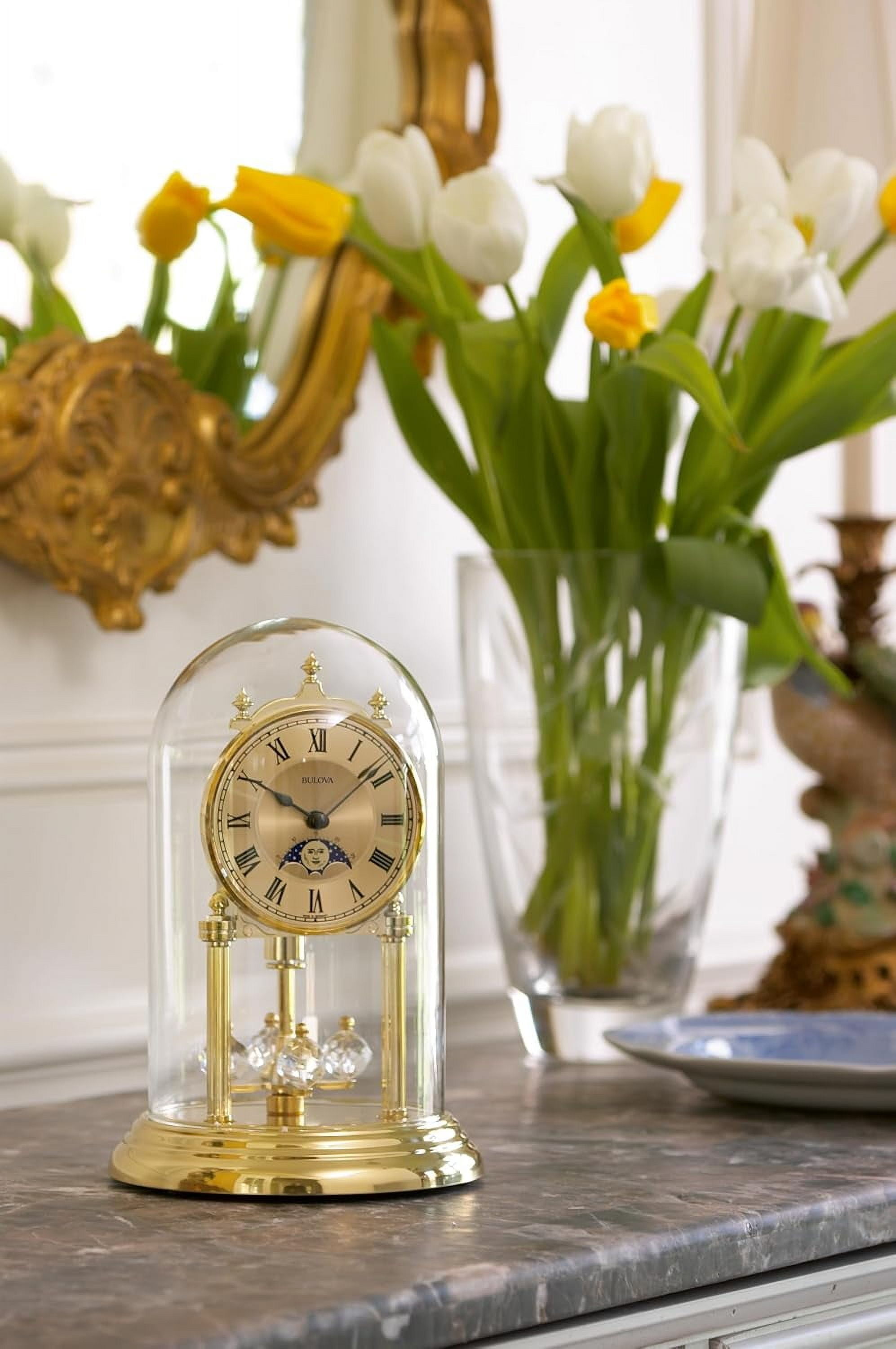 Elegant Desk Clock with Polished Brass , Floating Dial & Revolving ...