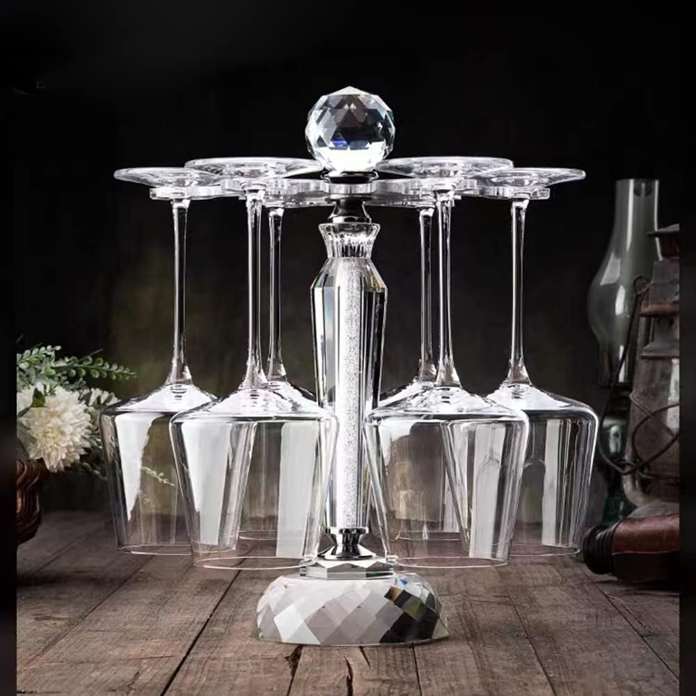 Elegant Desktop Crystal Glass Stemware Rack/Rotate 8 Wine Glass Storage ...