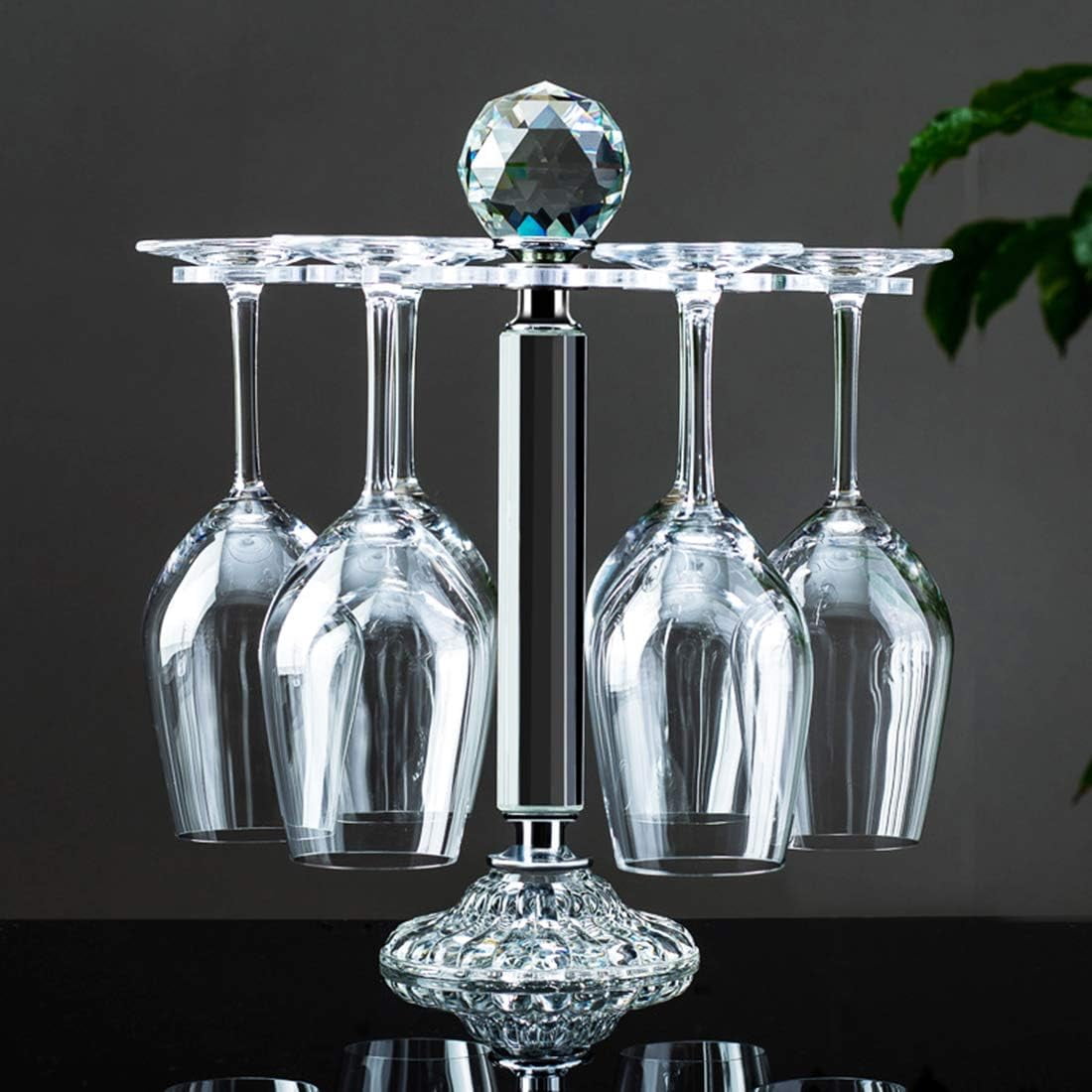Elegant Desktop Crystal Glass Stemware Rack/Rotate 8 Wine Glass Storage ...