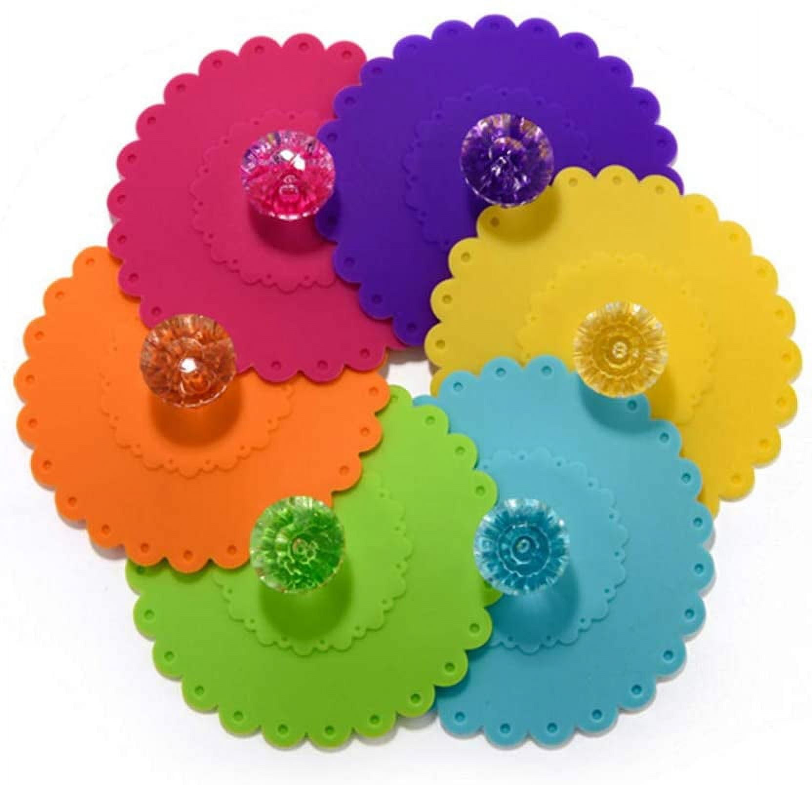 Elegant Diamond Design Drink Covers - 6-Pack Silicone Cup Lids with ...